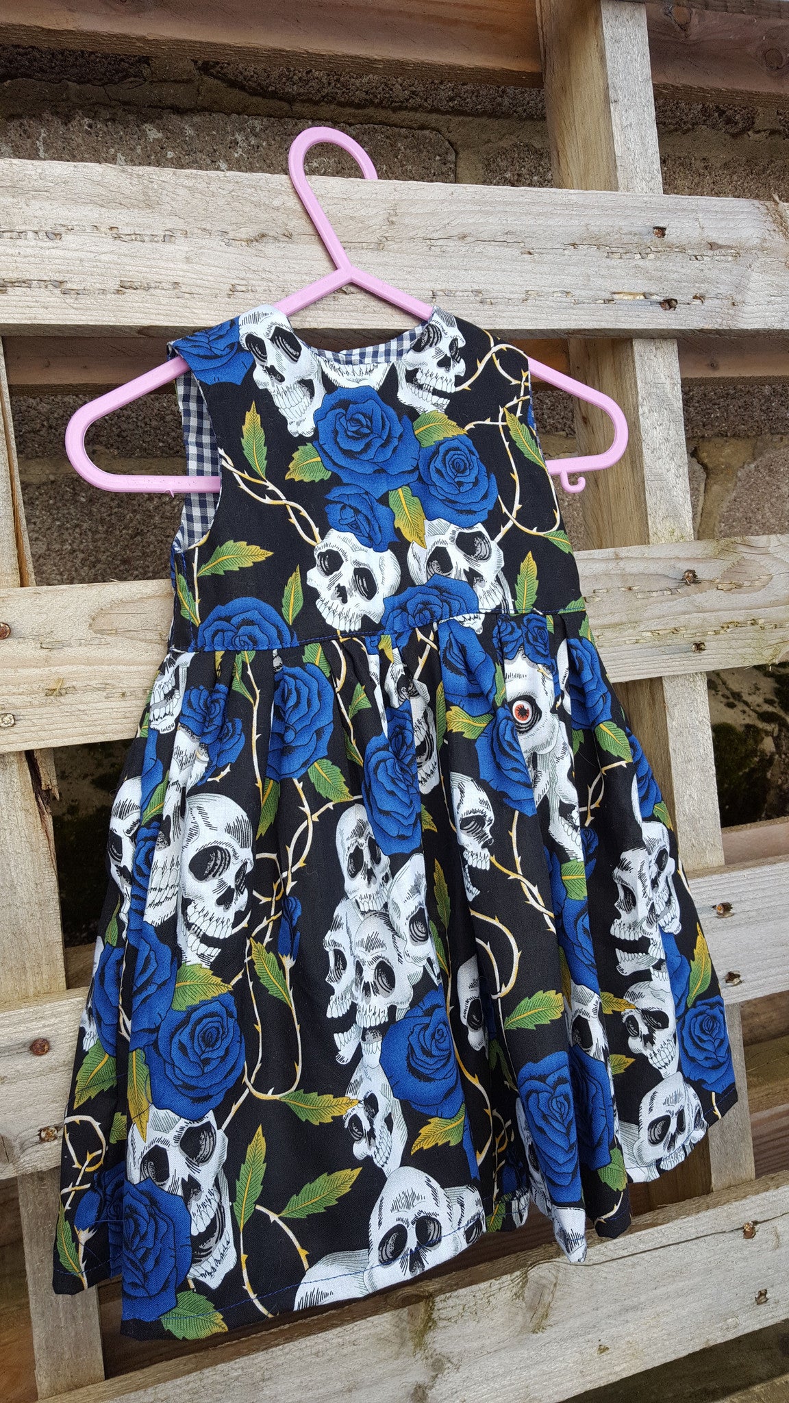 Gothic baby girl dress, skull & roses designs 100% cotton to fit from ...