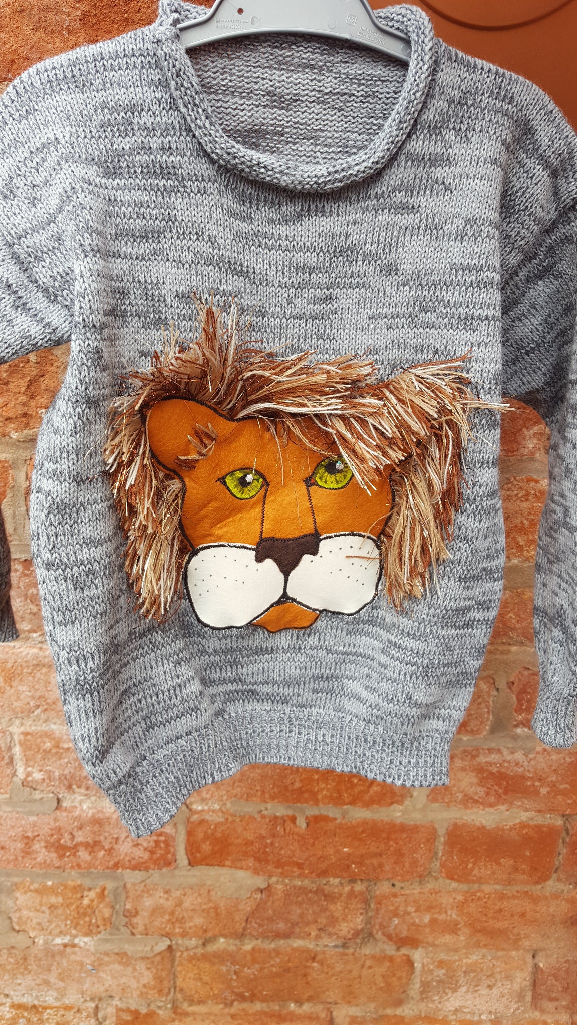 Rory Lion "Roar~y" lion jumper applique child's sweater age 5-6 boy or ...