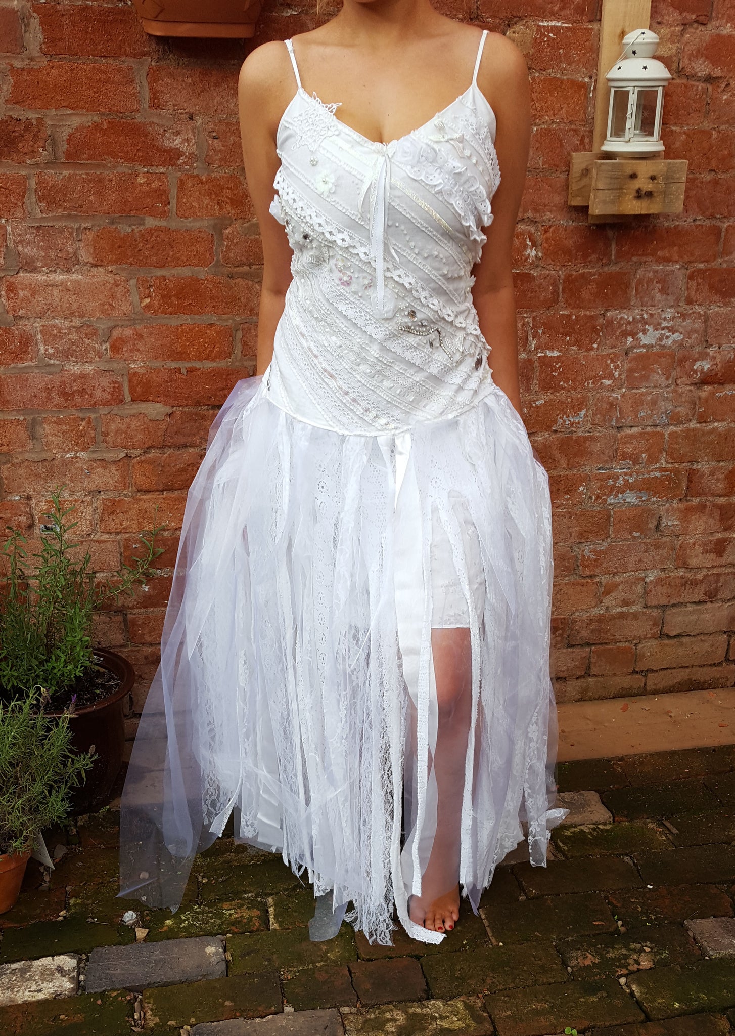 Festival, wedding dress, alternative fashion, raw rags Boho, Gypsy Cin ...