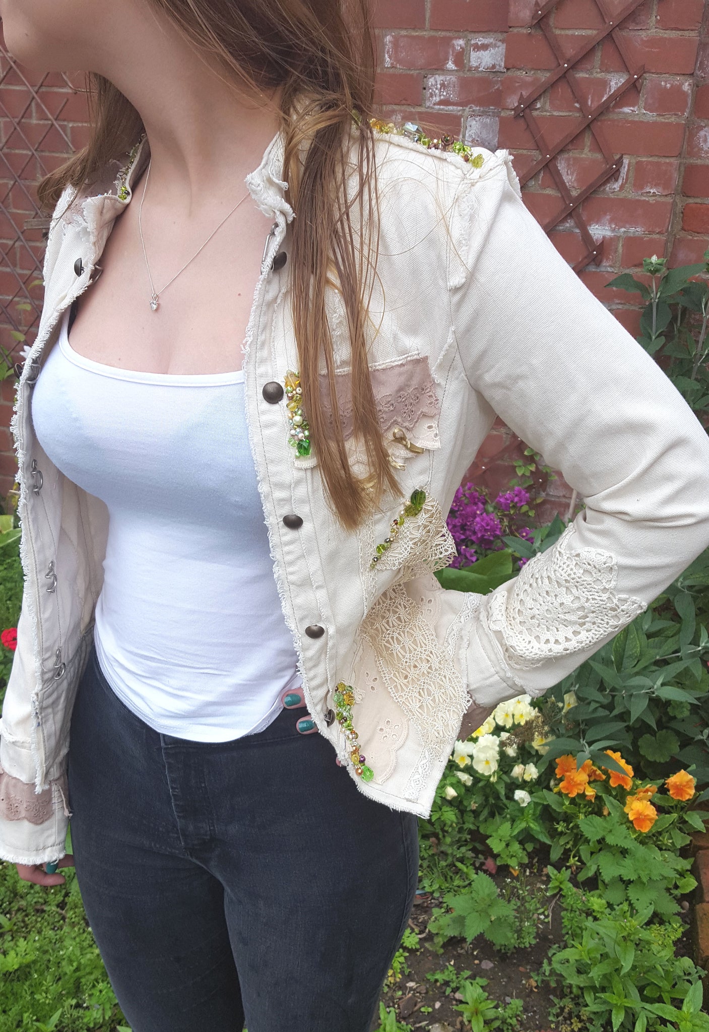 Ladies Raw rags, Boho, Alternative wear, festival, canvas Jacket, ador ...