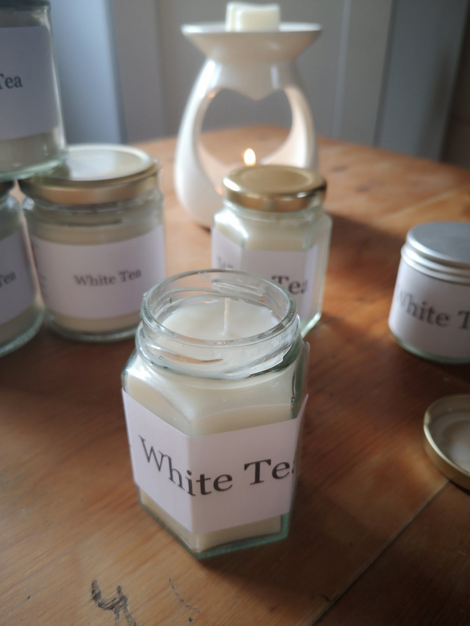 Hand poured soy wax candles & melts. White Tea, – Designed by Phoenix