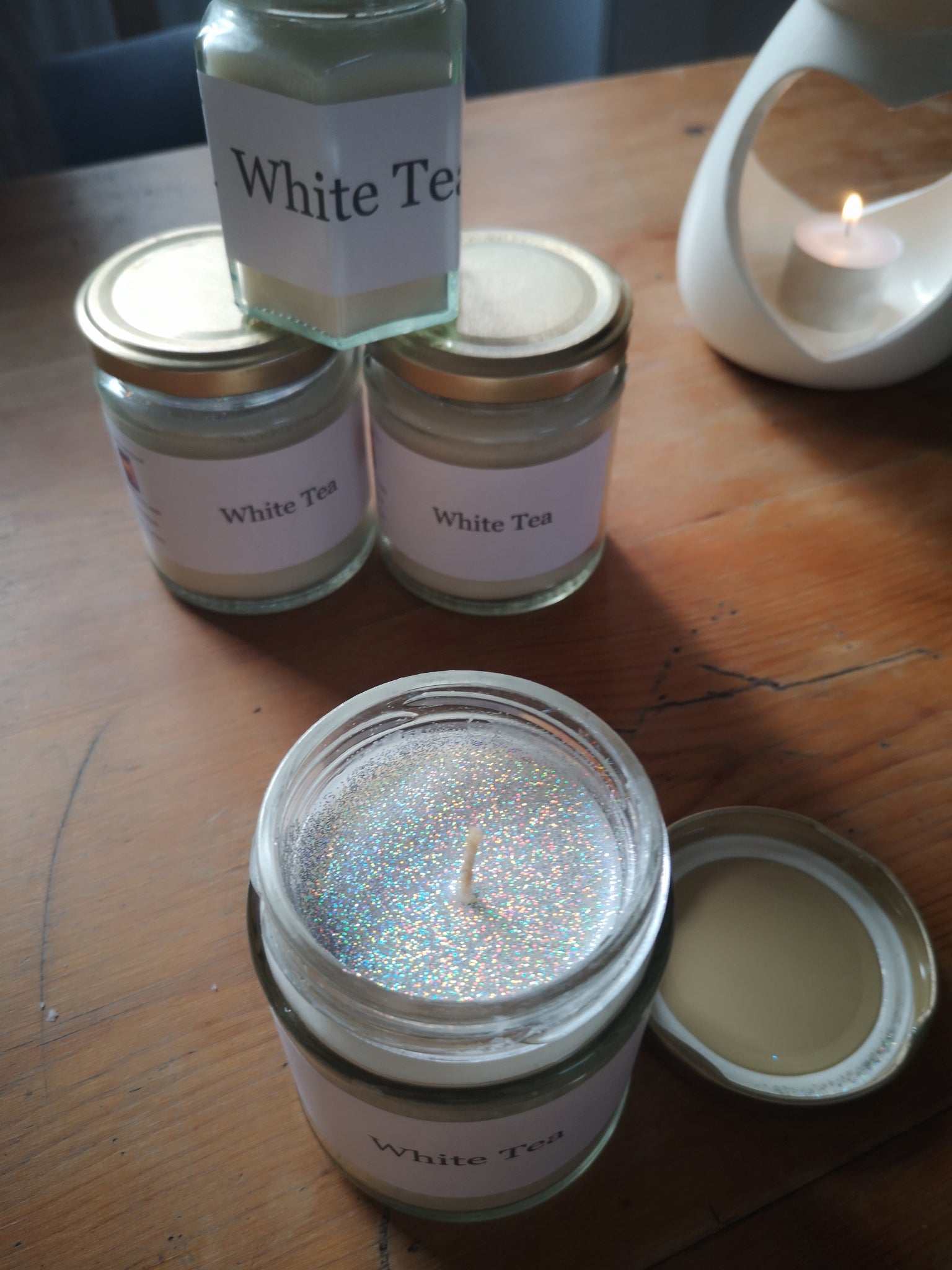 Hand poured soy wax candles & melts. White Tea, – Designed by Phoenix